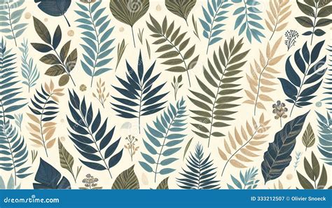 Botanical Leaves Patern Vector Background Stock Illustration