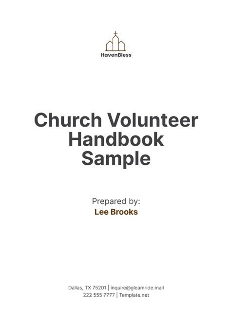 Free Church Volunteer Handbook Sampletemplate To Edit Online