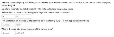 Solved A Square Conducting Loop Of Side Length A Cm Sits Chegg