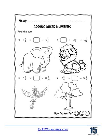 Adding Mixed Numbers Worksheets Worksheets Com