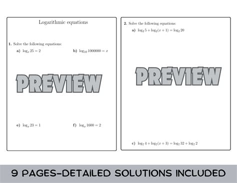 Basic Log Equations Worksheets Solving Log Equations Using Log