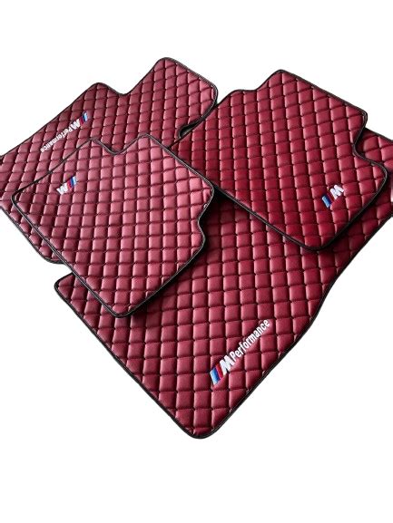 For Bmw M Performance Bordeaux Leather Floor Mats Carstyleworks