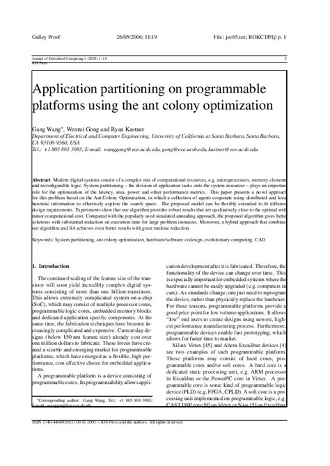pdf application partitioning on programmable platforms using the ant
