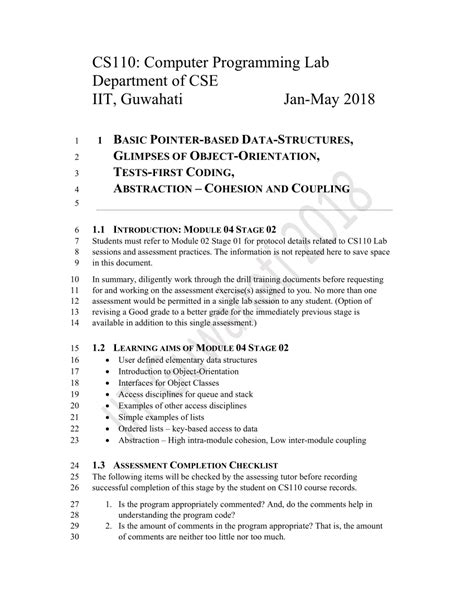 Pdf Basic Pointer Based Data Structures Glimpses Of Object Orientation Tests First Coding