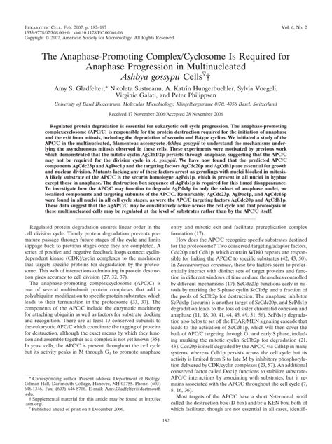 Pdf The Anaphase Promoting Complex Cyclosome Is Required For Anaphase Progression In