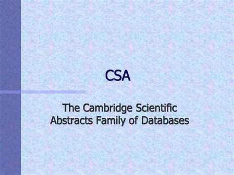 Ppt Csa Powerpoint Presentation Free Download Id990243