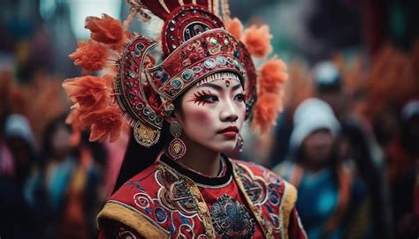 Premium Ai Image Traditional Festival Performance Showcases Beauty Of