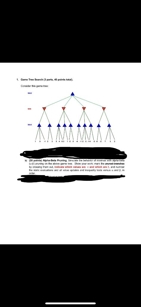 Solved 1 Game Tree Search 3 Parts 40 Points Total