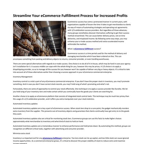 Streamline Your Ecommerce Fulfillment Process For Increased Profits Pdf Docdroid