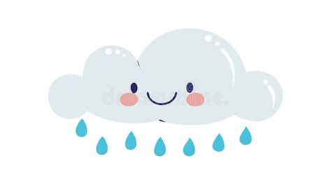Happy Raining Cloud With Cute Face Weather And Cheerfulness Vector