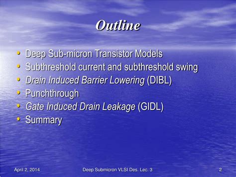 Ppt 332 578 Deep Submicron Vlsi Design Lecture 3 Deep Sub Micron Mos