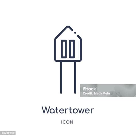사막 개요 컬렉션에서 선형 워터 타워 아이콘입니다 얇은 라인 워터 타워 벡터 흰색 배경에 고립입니다 워터 타워 유행 그림 0명에 대한 스톡 벡터 아트 및 기타 이미지