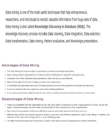 What Is Data Mining Advantages And Disadvantages Of Data Mining Pdf