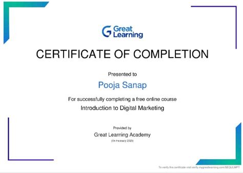 Completed Digital Marketing Course With Great Learning Pooja Sanap Posted On The Topic Linkedin