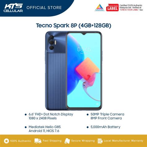 Tecno Spark P GB GB Smartphone Year Warranty By Tecno Malaysia Lazada