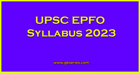 UPSC EPFO Syllabus