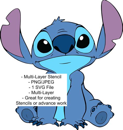 Leo And Stitch Stitch Sitting Down Cartoon Stencil Svg Cut Etsy