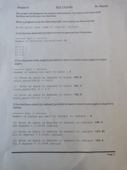 Solved Dr Nazari Project 6 Ece 1310 05 This Project Will