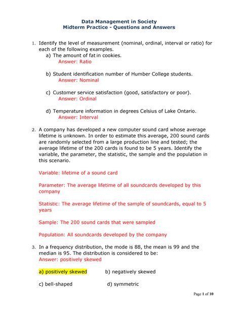 Midterm Practice Questions And Answerspdf Data Management In Society