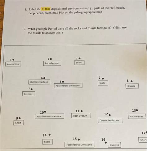 Solved 1 Label The Four Depositional Environments E G