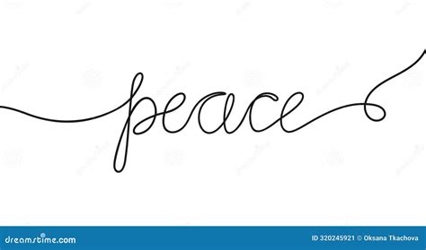 Continuous Handwritten Word Peace On A White Background Stock