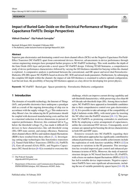 Impact Of Buried Gate Oxide On The Electrical Performance Of Negative Capacitance Finfets