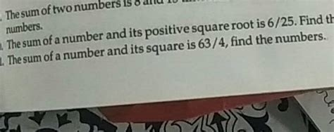 The Sum O The Sum Of A Number And Its Positive Square Root Is Find