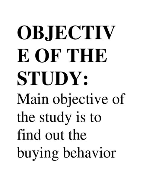 Objective Of The Study Pdf