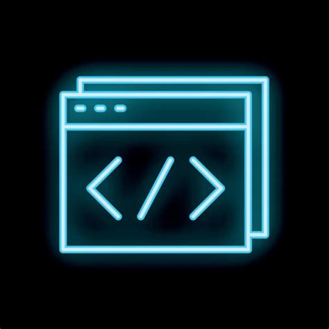 Neon Web Development Icon Showing Coding Brackets On Screen 52860123