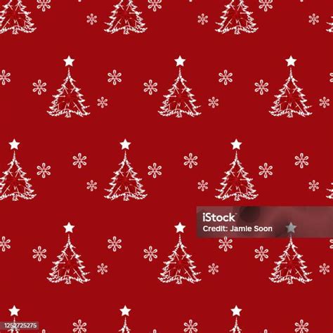 벡터 레드 흑백 작은 우아한 스파클링 크리스마스 트리 와 별과 눈송이 원활한 배경 직물 선물 랩 및 벽지에 적합합니다 0명에 대한 스톡 벡터 아트 및 기타 이미지 Istock