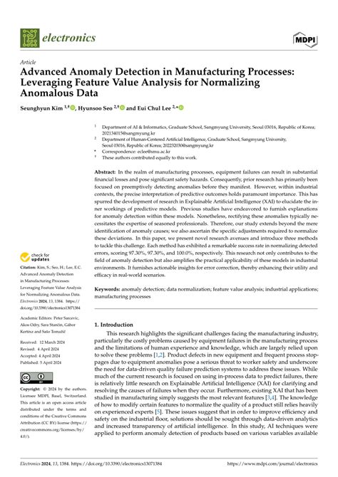 Pdf Advanced Anomaly Detection In Manufacturing Processes Leveraging Feature Value Analysis