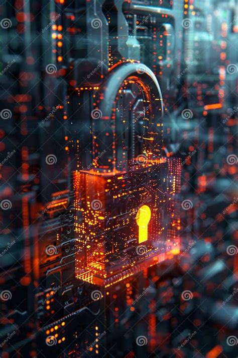 Cybersecurity A Holographic Padlock Signifies Robust Digital Security Amidst Complex Coding