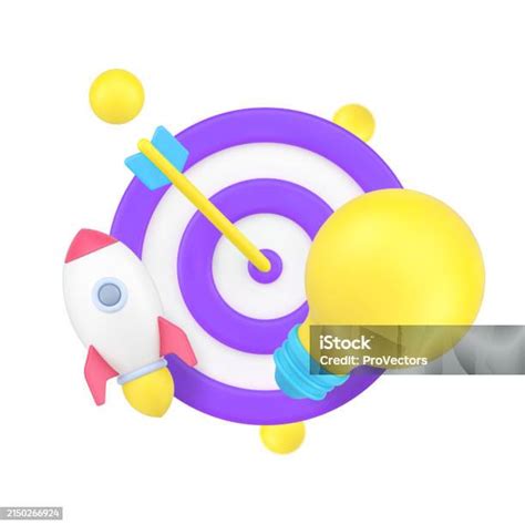 스타트업 비즈니스 타겟 혁신 아이디어 솔루션 개발 3d 아이콘 현실적인 벡터 일러스트 레이 션 개발에 대한 스톡 벡터 아트 및