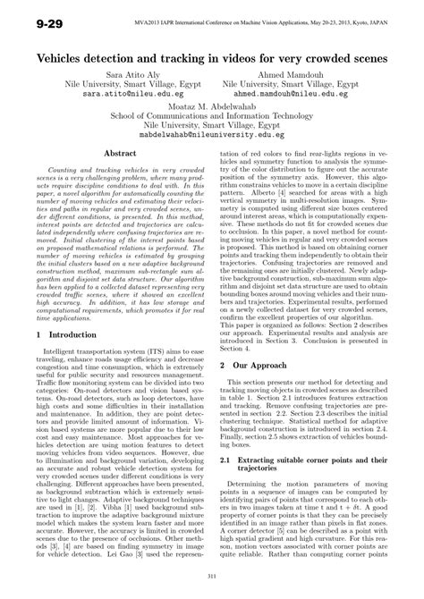 pdf vehicles detection and tracking in videos for very crowded scenes