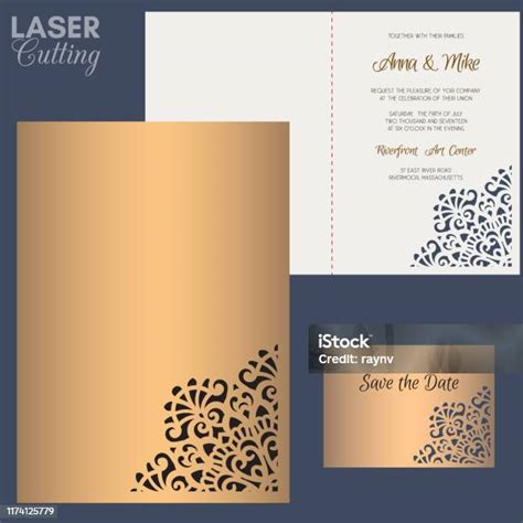 레이스 테두리가있는 종이 인사말 카드 결혼식 초대장 또는 인사말 카드 템플릿 레이저 또는 다이 커팅에 적합합니다 꽃 식물에 대한 스톡 벡터 아트 및 기타 이미지 Istock