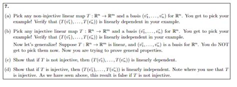 Solved A Pick Any Non Injective Linear Map Trn→rm And A