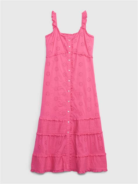 Ruffle Hem Eyelet Maxi Dress Gap