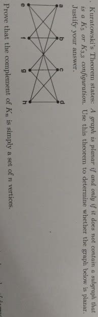 solved kuratowski s theorem states a graph is planar if