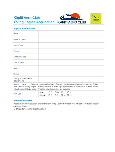 Fillable Online Kdac Young Eagles Application Form Fax Email Print