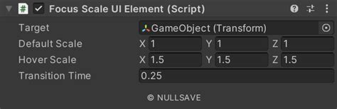 Focus Scale UI Element NullSave