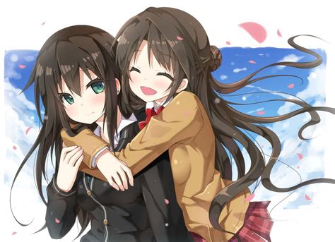 Two Anime Girls Best Friends Wallpapers Wallpaper Cave