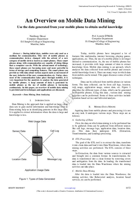 Pdf Ijert An Overview On Mobile Data Mining