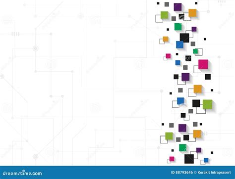 Vector Technology Concept Connected Lines And Squares Stock Vector Illustration Of Connected