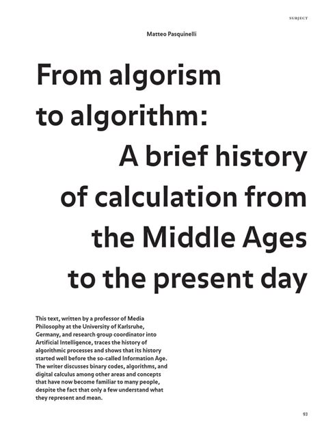 From Algorism To Algorithm A Brief Histo Pdf Algorithms Numbers