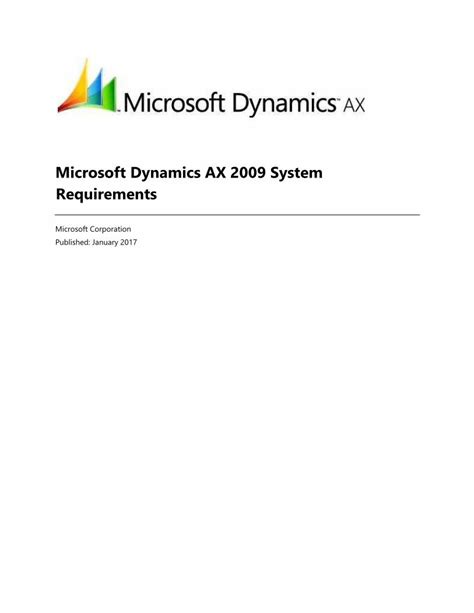 Pdf Microsoft Dynamics Ax 2009 System Requirements Dynamics Ax