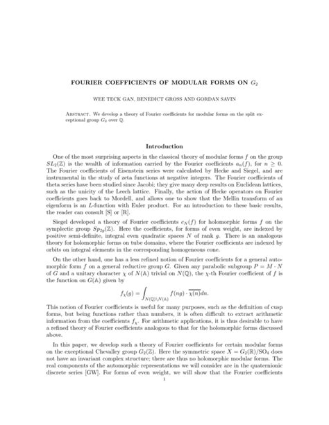 Fourier Coefficients Of Modular Forms On G2
