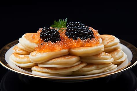Premium AI Image | Russian blini with caviar realistic photo hd picture