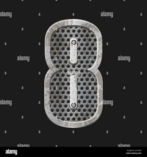 Metallic Style Silver Number Eight Iron Number 8 Isolated In Vector