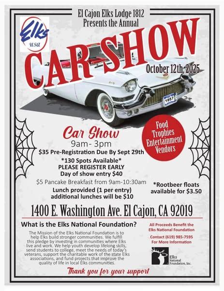 El Cajon Elks Lodge 1812 Annual Car Show El Cajon Ca Carcruisefinder
