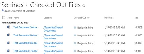 Sharepoint Show All Files Which Have No Checked In Version Ben Prins